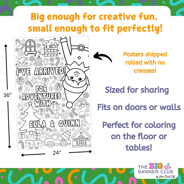 Elf Arrival Giant Coloring Banner | Elf Magical Antics and Mischief