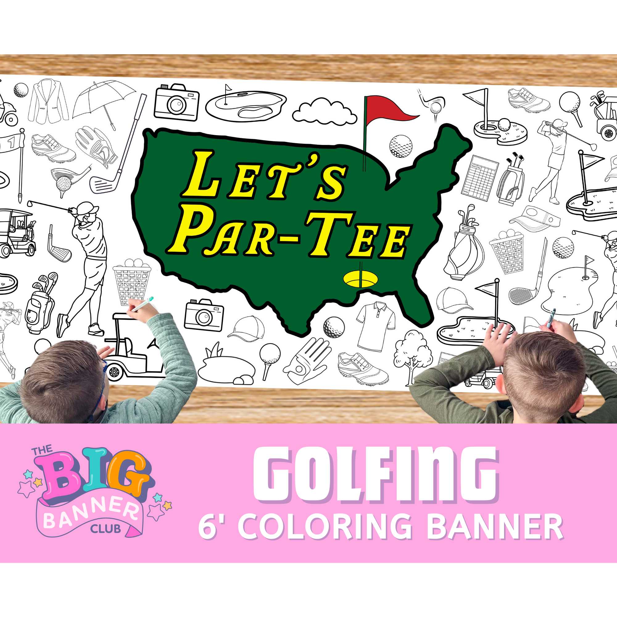 Golfing Coloring Banner | Masters Giant Coloring Banner | Kids Activity