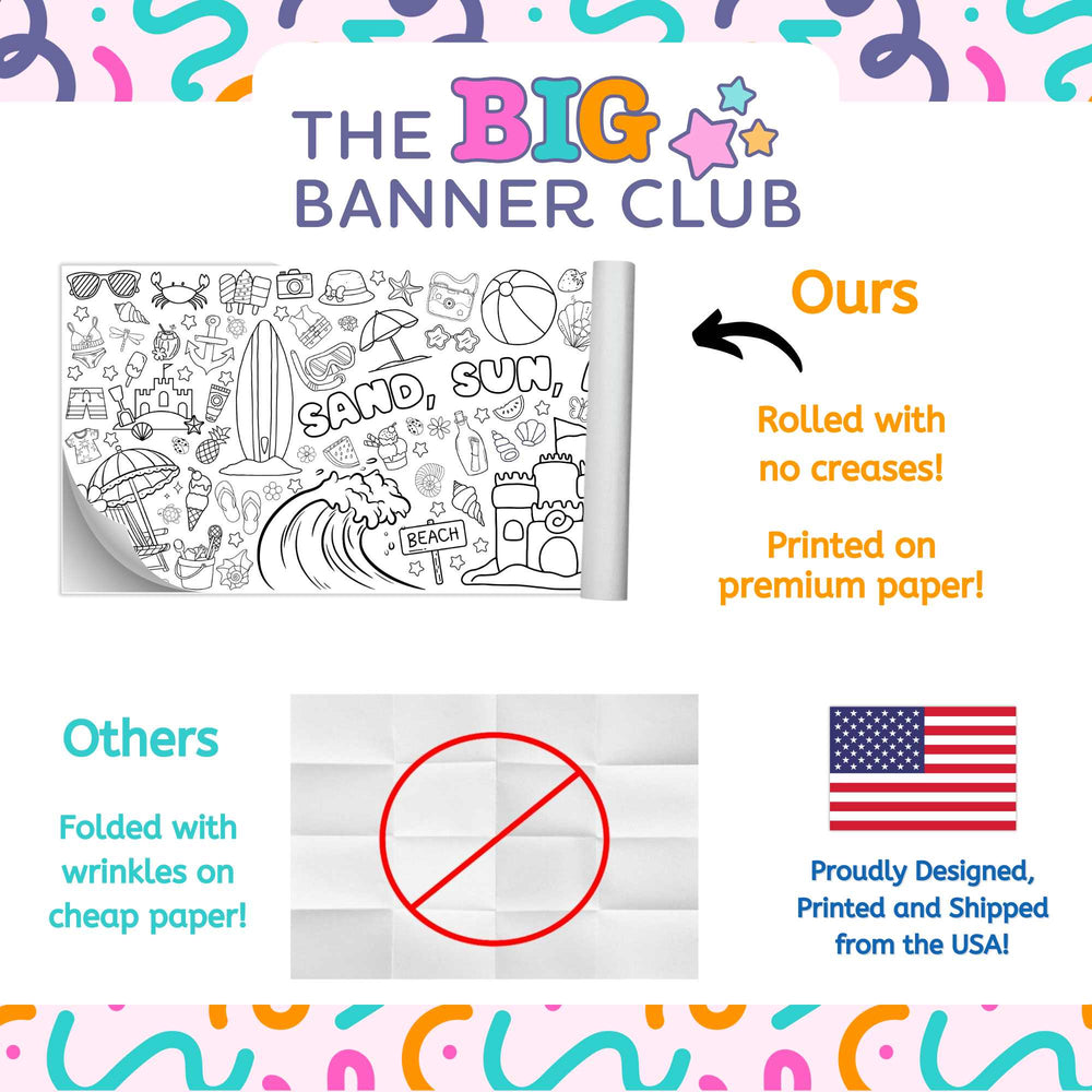 Summer Beach Kids Activity Day | Giant Coloring Banner Poster